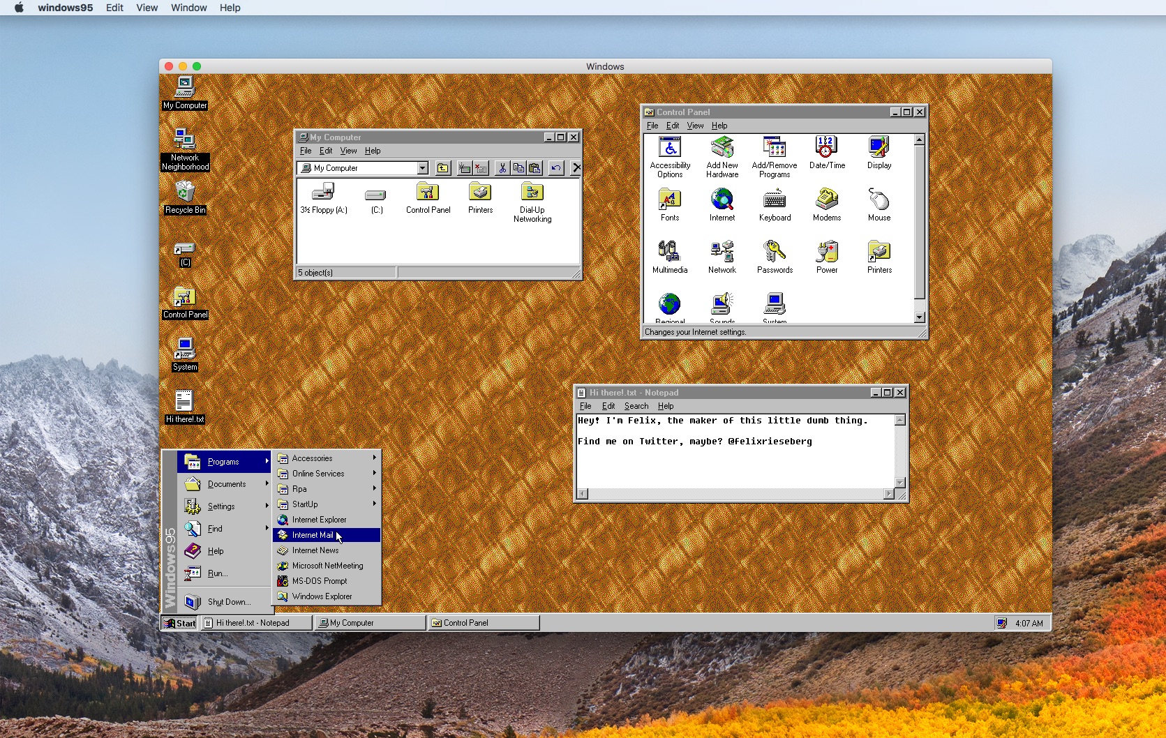 Windows 95 en application pour Mac et pour s'amuser un peu - MacGeneration